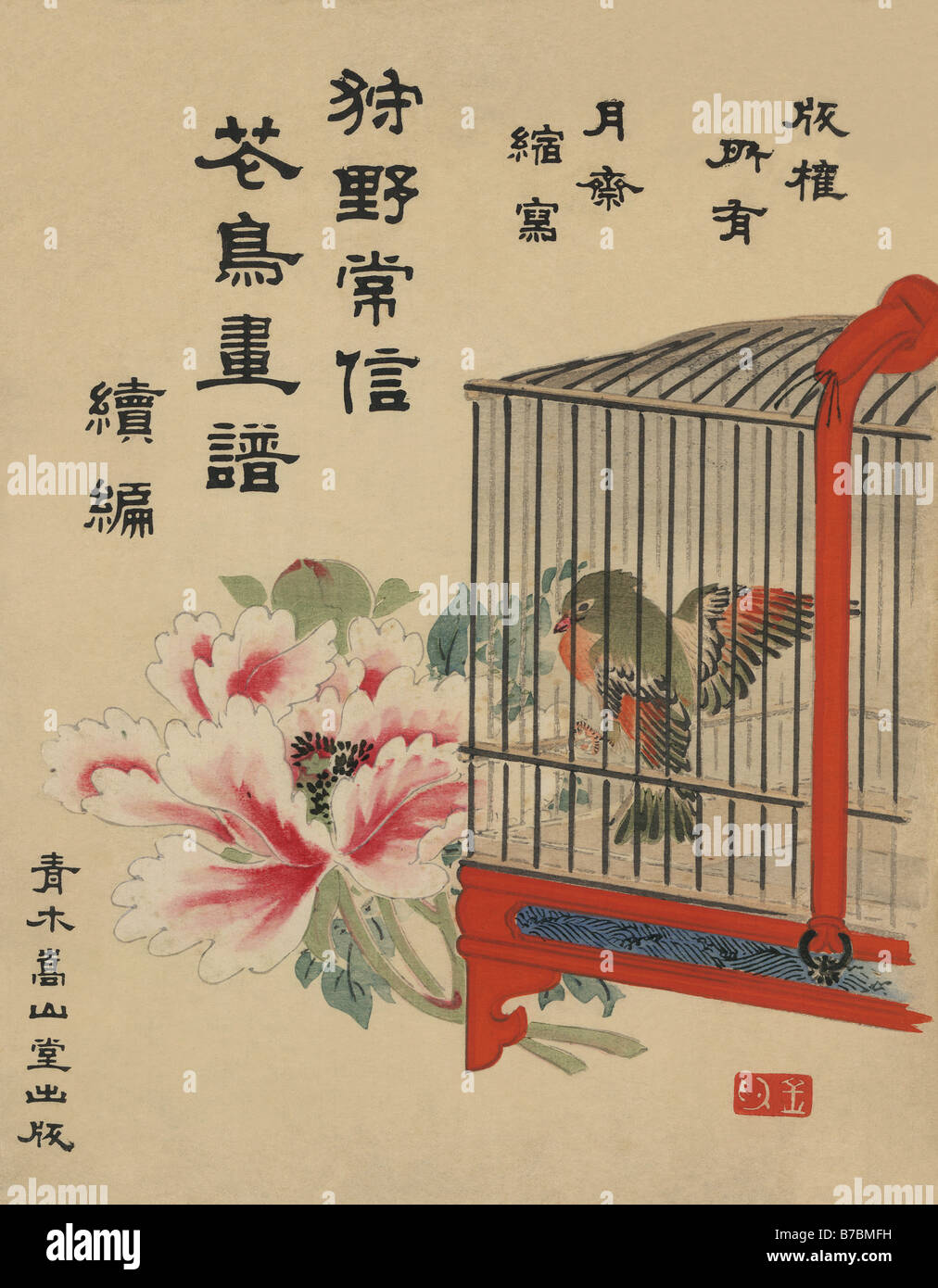 Caged Bird and Flower Stock Photo - Alamy