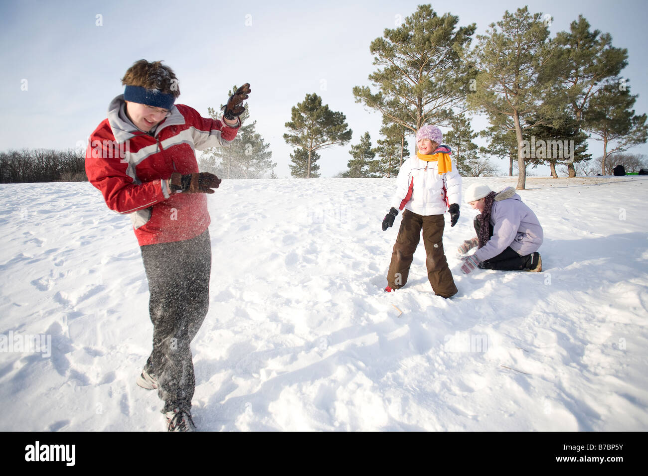 Canada snow fun boy girl hi-res stock photography and images - Alamy