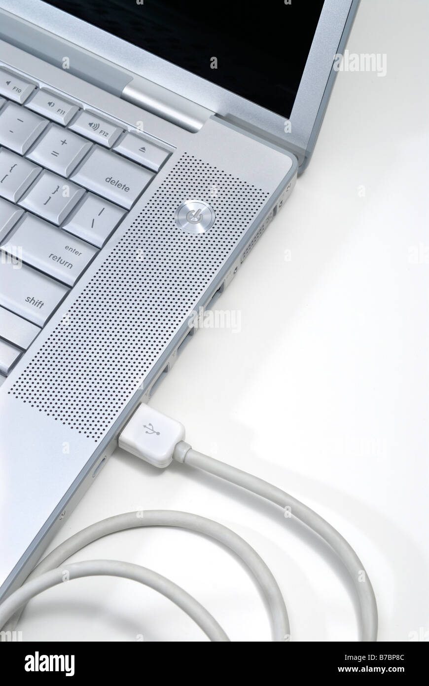 USB port on a laptop computer Stock Photo - Alamy