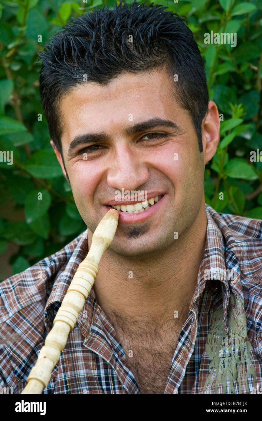 Young Iranian Man Smoking a Nargile in Shiraz Iran Stock Photo - Alamy