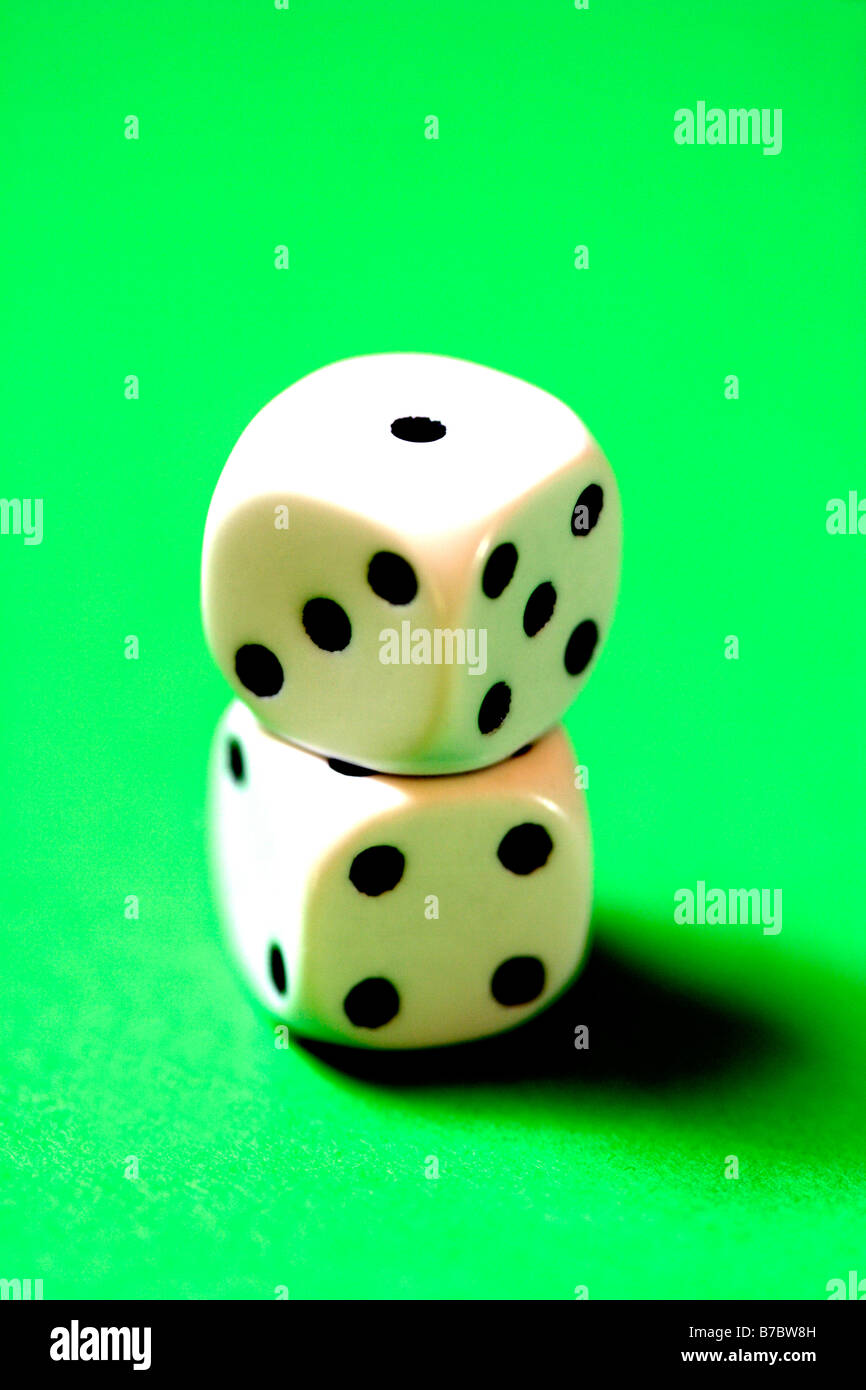 Two dice stacked close up Stock Photo - Alamy