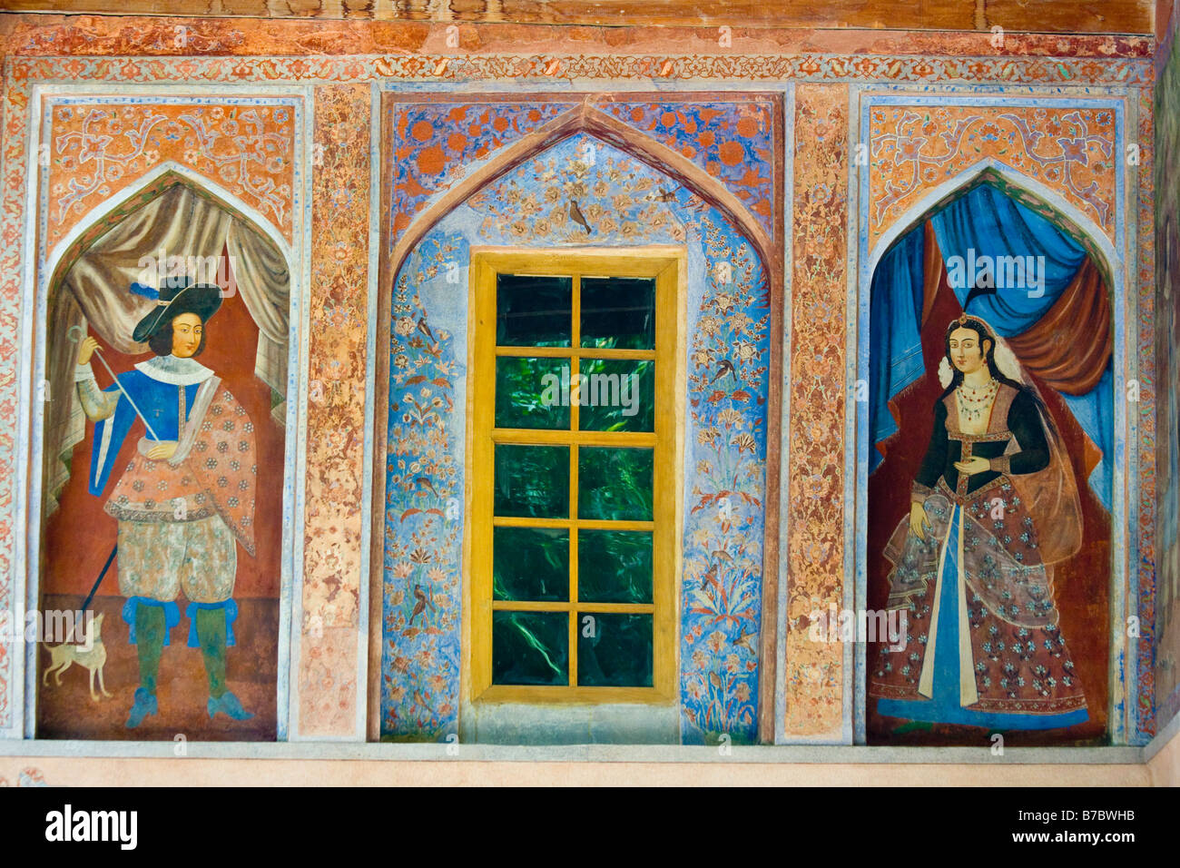 Mural inside Chehel Sotun Palace in Esfahan Iran Stock Photo - Alamy