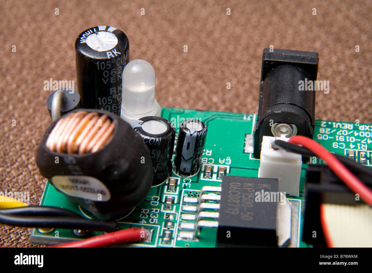 Electronic printed circuit board with computer chips, resistors ...