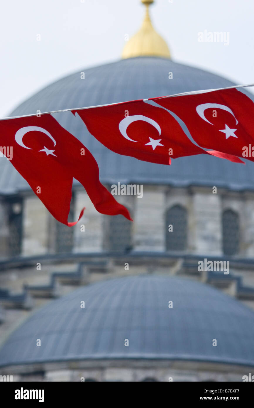 Turkish National Flags in front of Yeni Camii or the New Mosque in ...