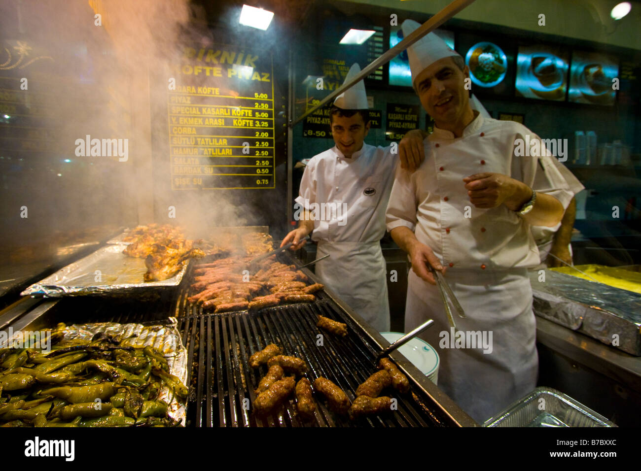 Grilling Meat at a Restaurant on Istiklal Caddesi in Istanbul Turkey ...