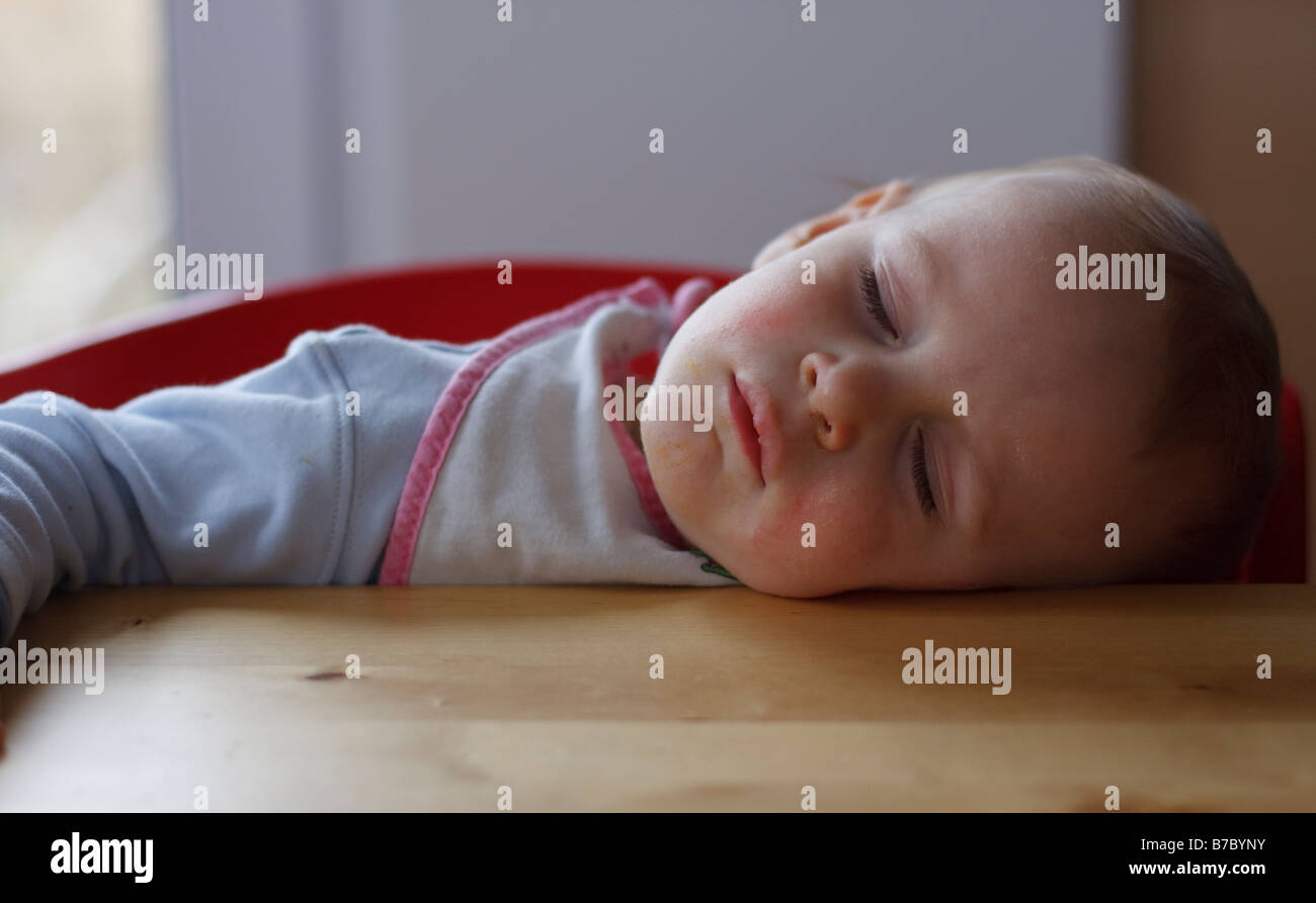 baby dozes at the table Stock Photo - Alamy