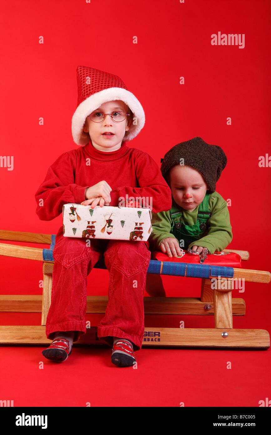 Santa Claus and Christmas gnome Stock Photo - Alamy