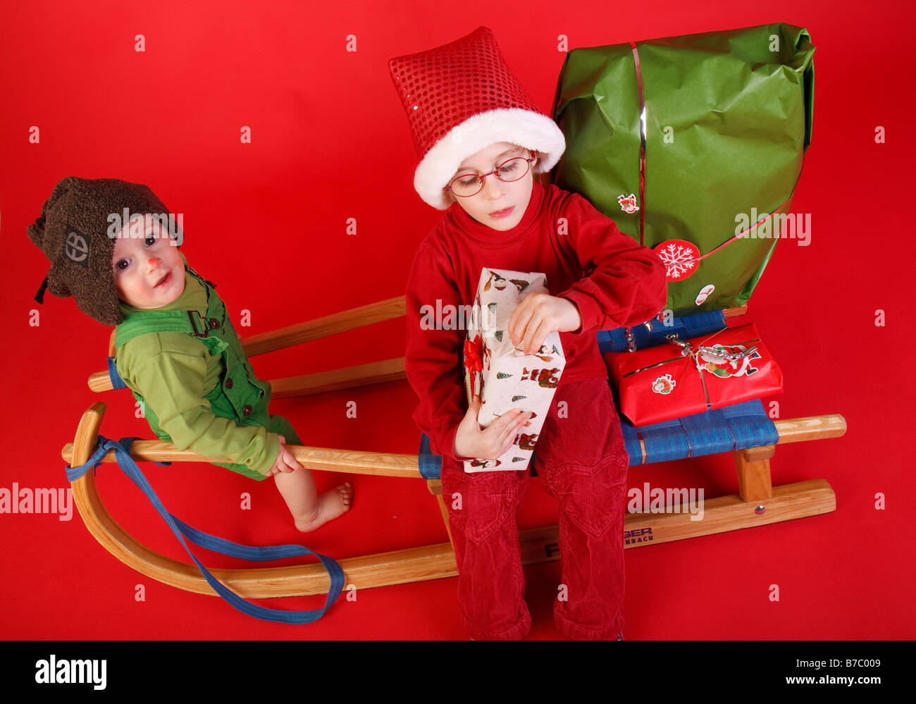 Santa Claus and Christmas gnome Stock Photo - Alamy