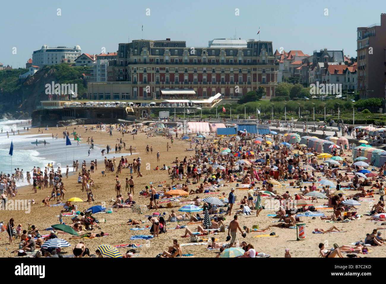 busy beach grande plage Biarritz France Stock Photo - Alamy
