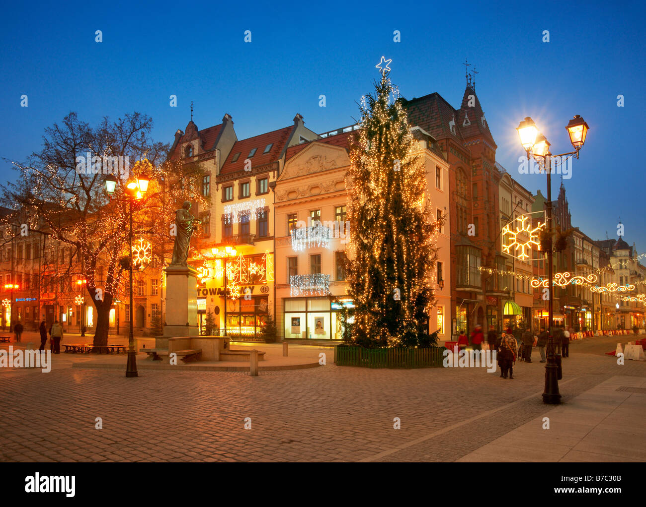Christmas decoration and christmas tree, Torun, Poland Stock Photo - Alamy