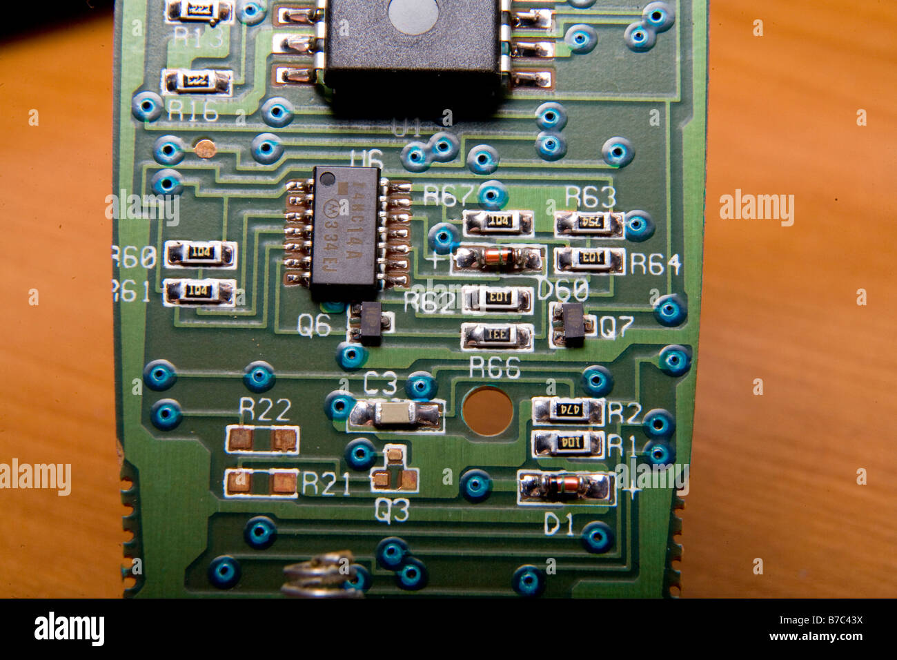 Printed circuit board from TV remote control Stock Photo - Alamy