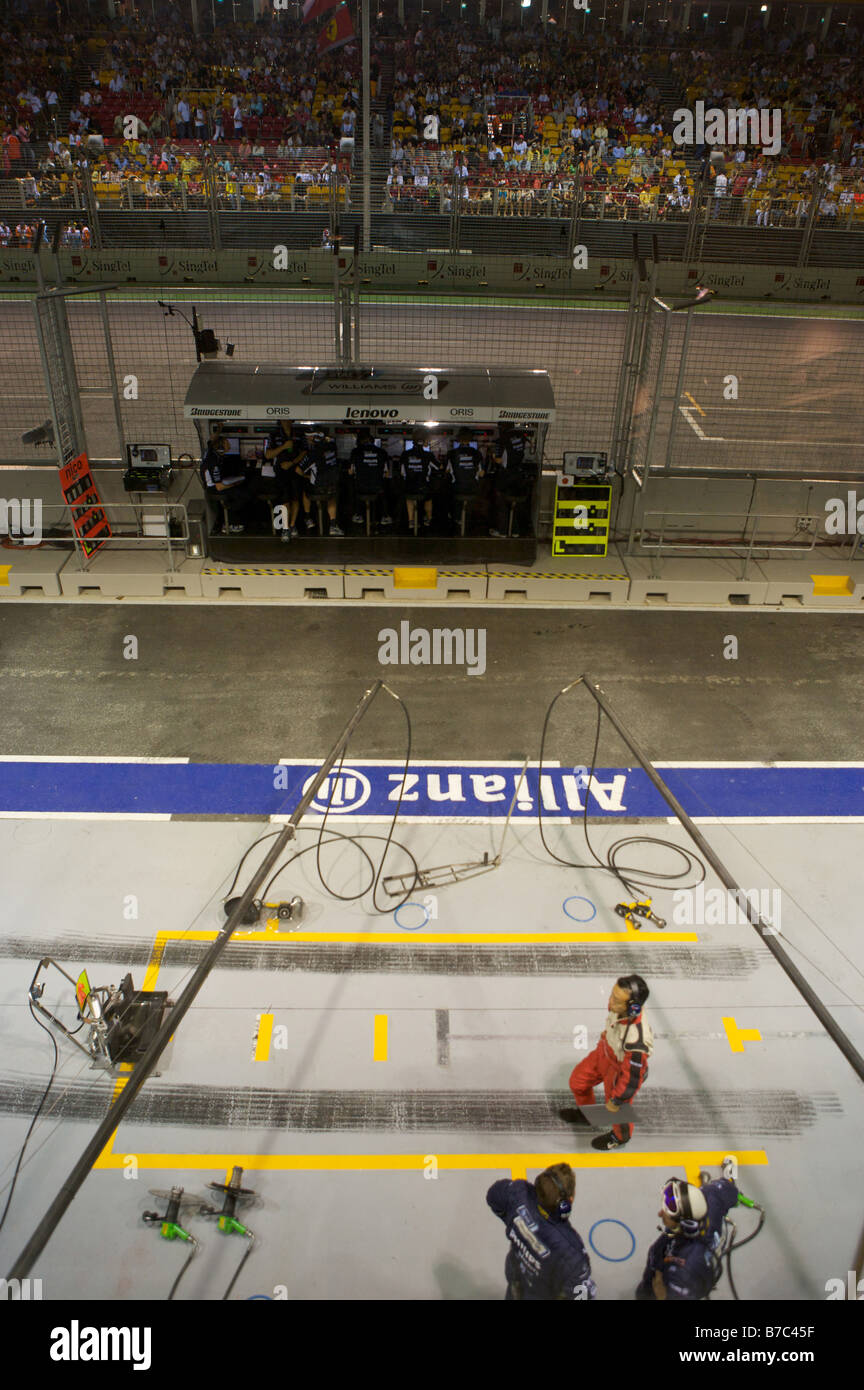 AT&T Williams pit stop preparation aerial view. Singapore F1 Stock ...
