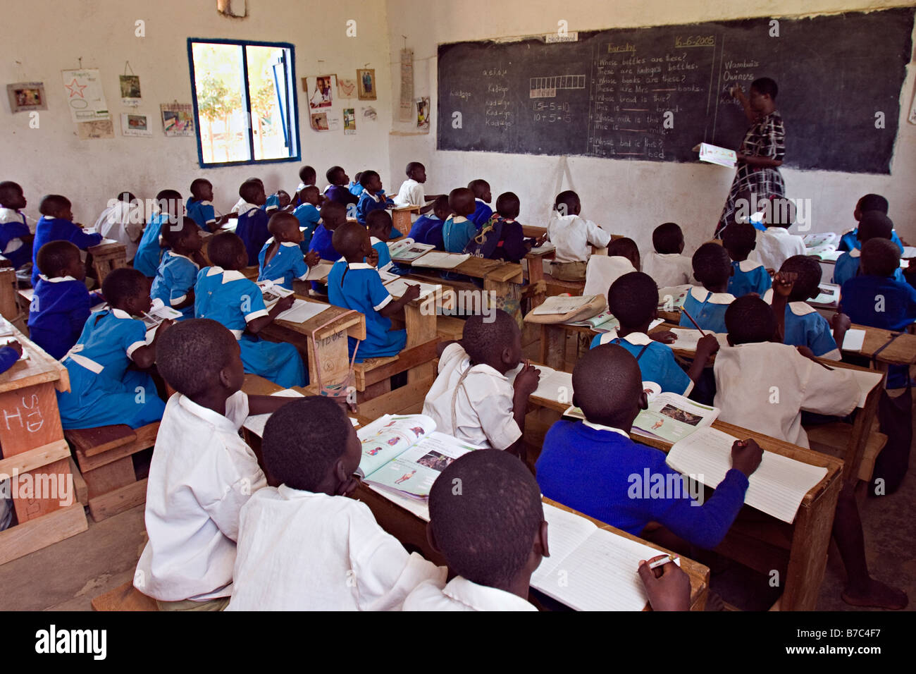 Black african africans girl girls classroom desk desks hi-res stock ...