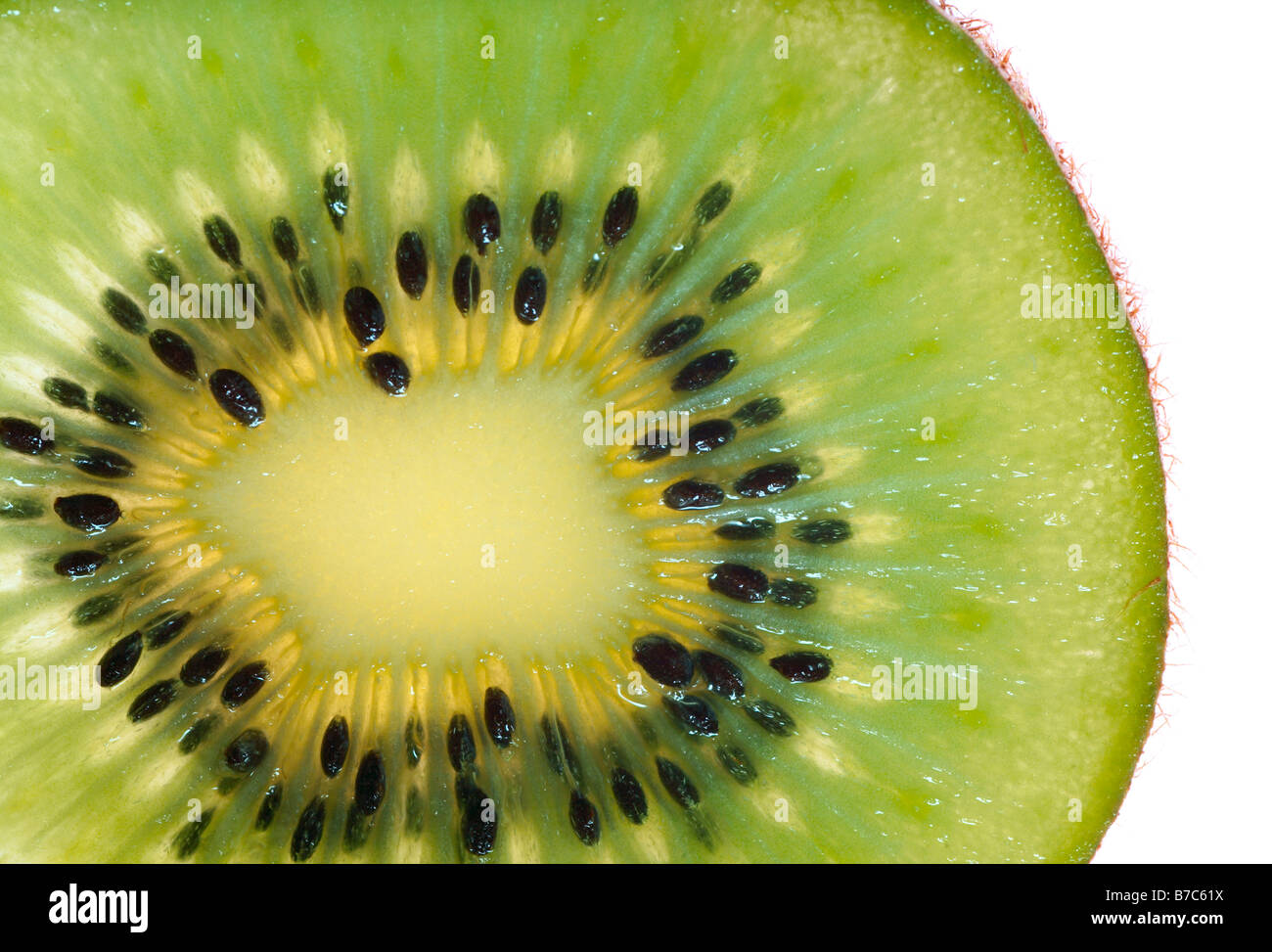Green ripe kiwi macro with seeds Stock Photo - Alamy