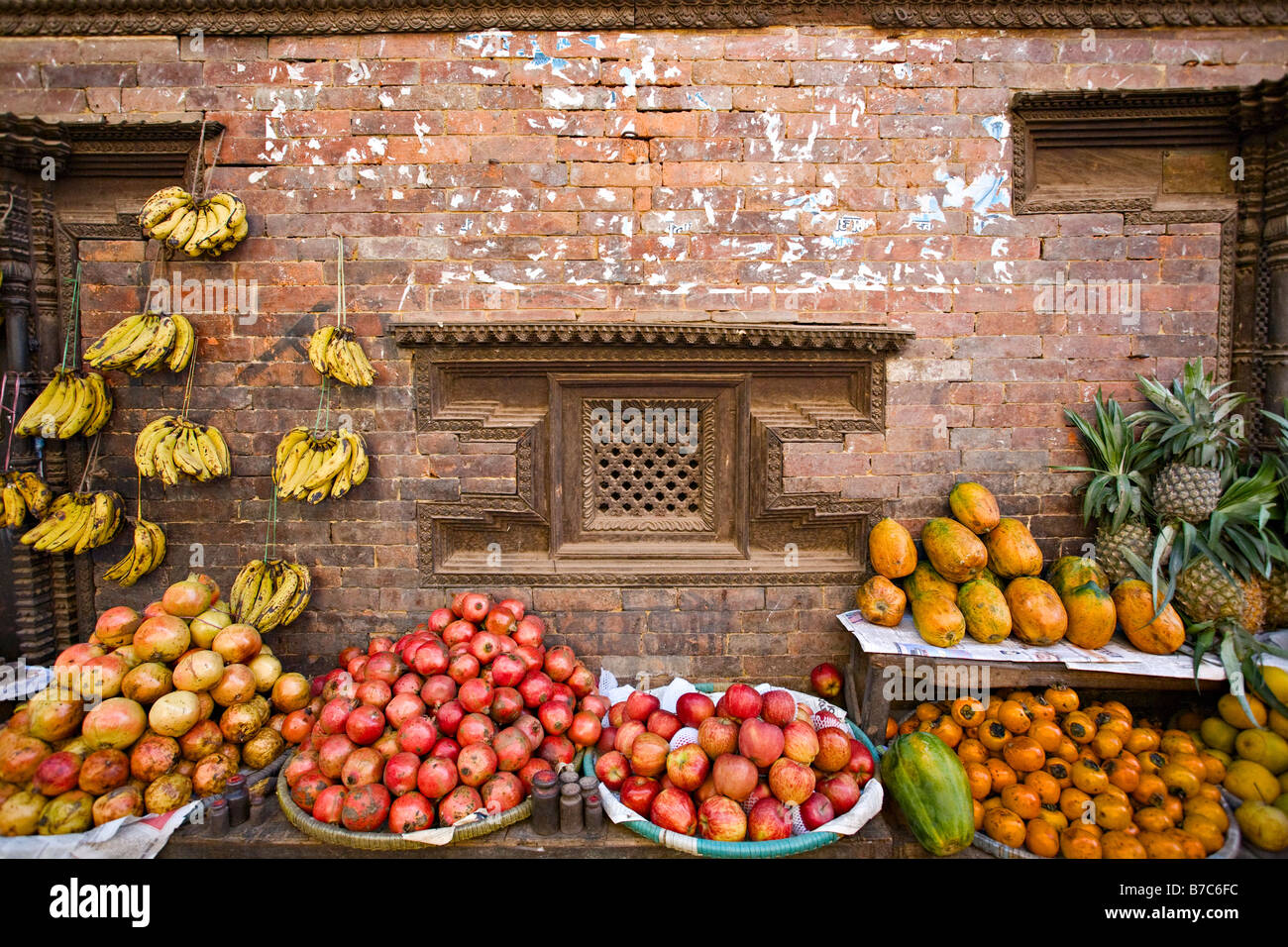 Fruit stall in Bhaktapur, Nepal, Asia Stock Photo - Alamy