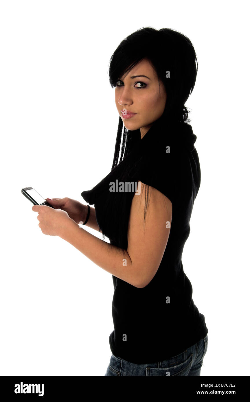 Teen Girl Text Messaging On Cellphone Stock Photo - Alamy