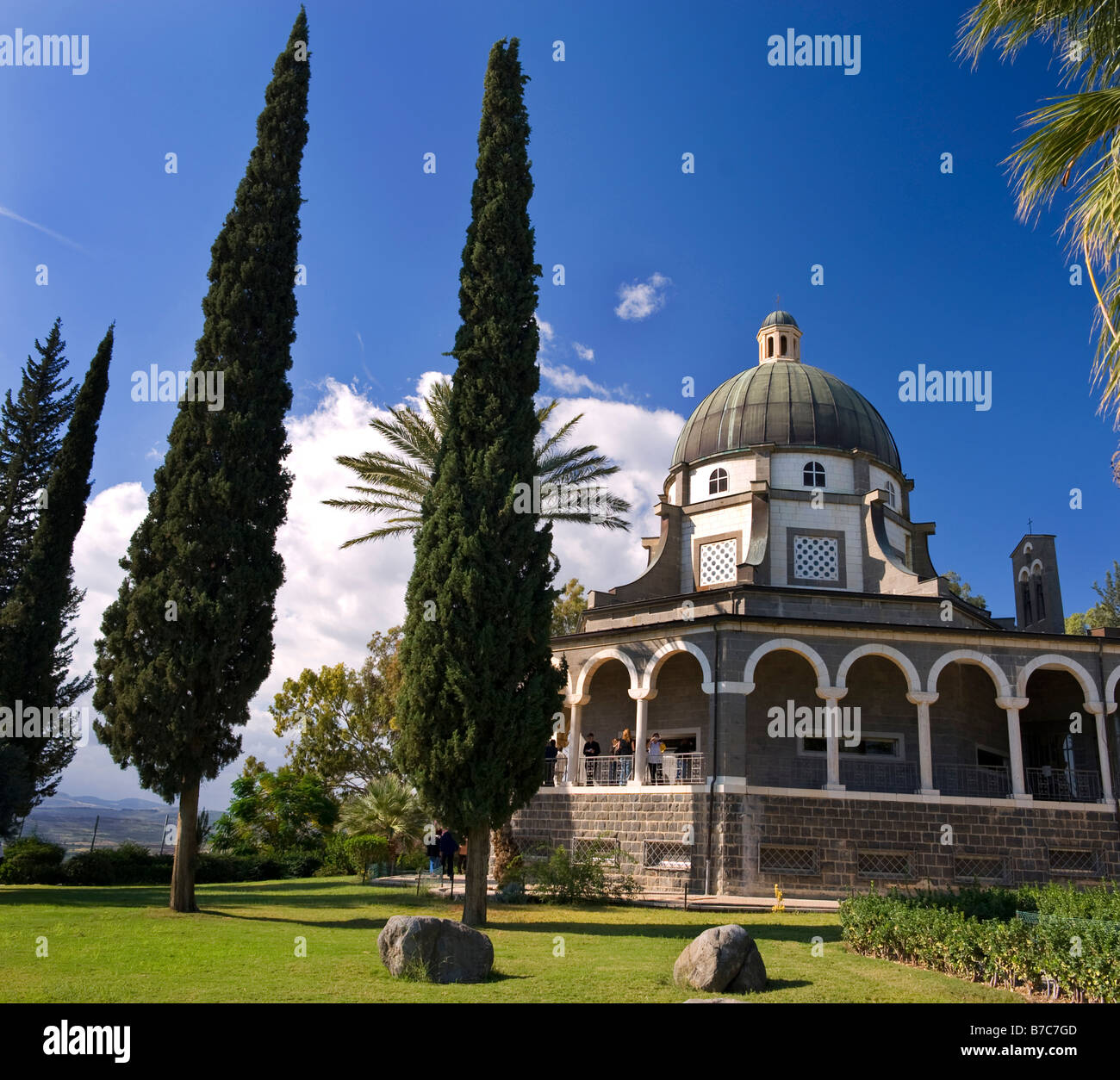 Roman Catholic Franciscan chapel on Mount of Beatitudes in the Galilee ...