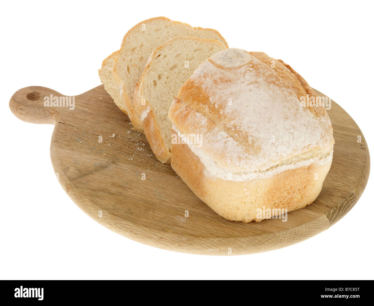 Fresh Loaf Of Baked Organic Farmhouse Bread Against A White Background ...