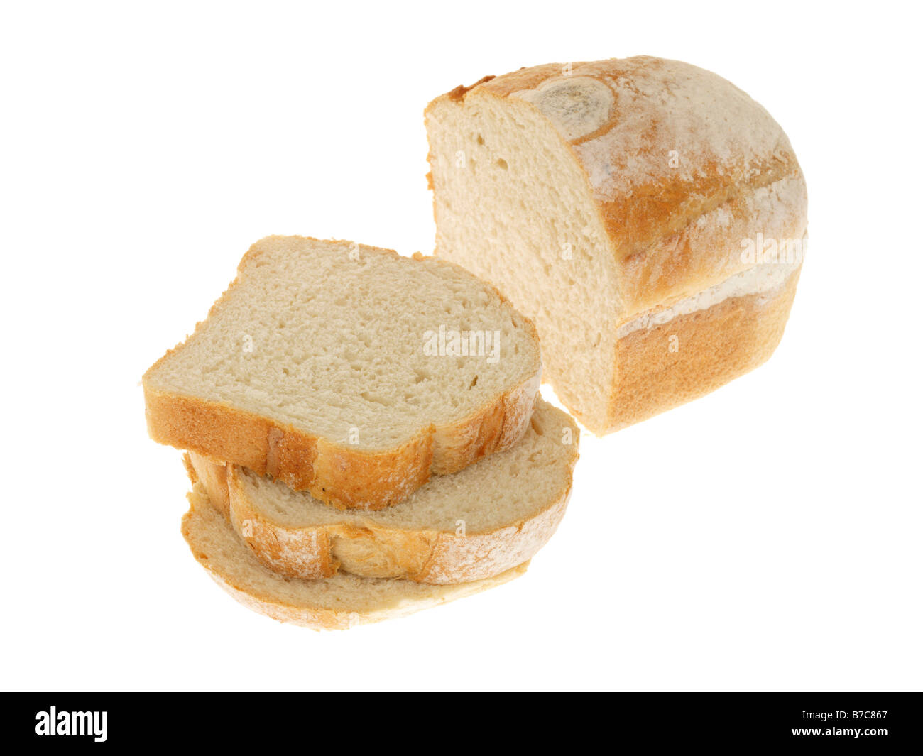 Fresh Loaf Of Baked Organic Farmhouse Bread Against A White Background ...