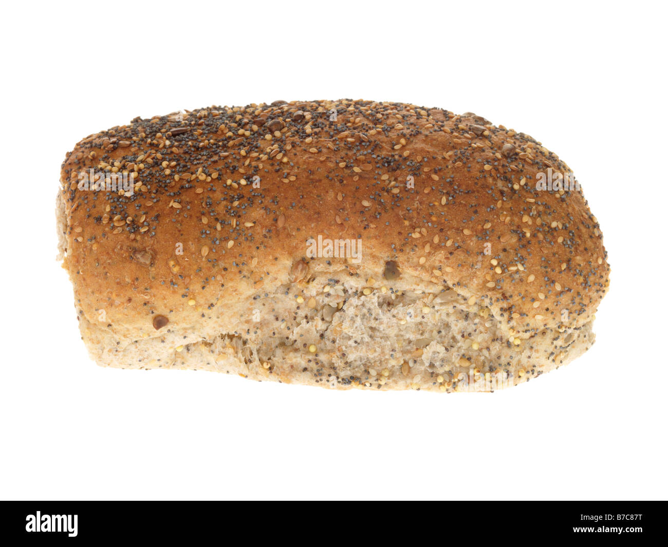 Freshly Baked Brown Seeded Batch Loaf Against A White Background With ...