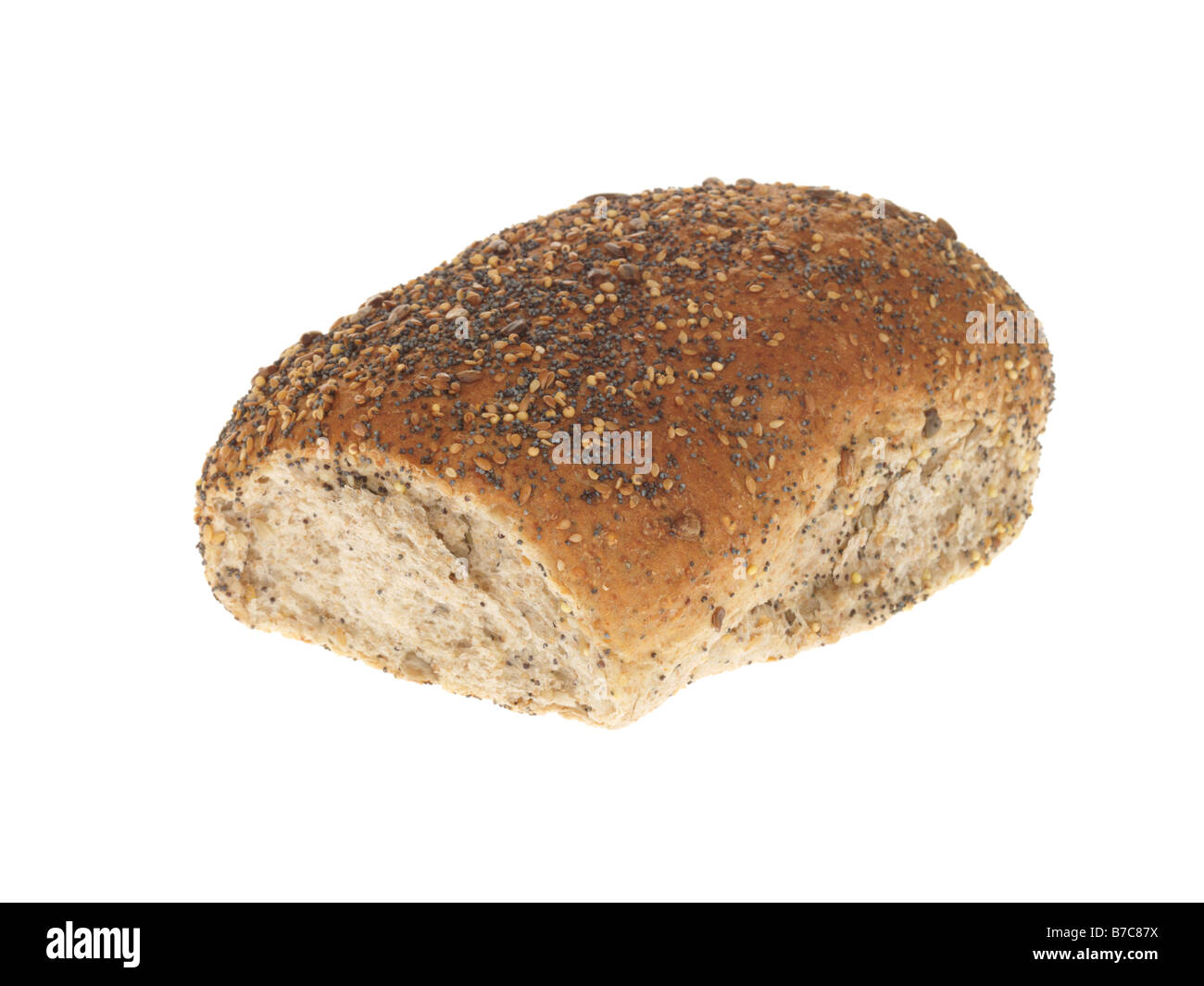 Freshly Baked Brown Seeded Batch Loaf Against A White Background With ...
