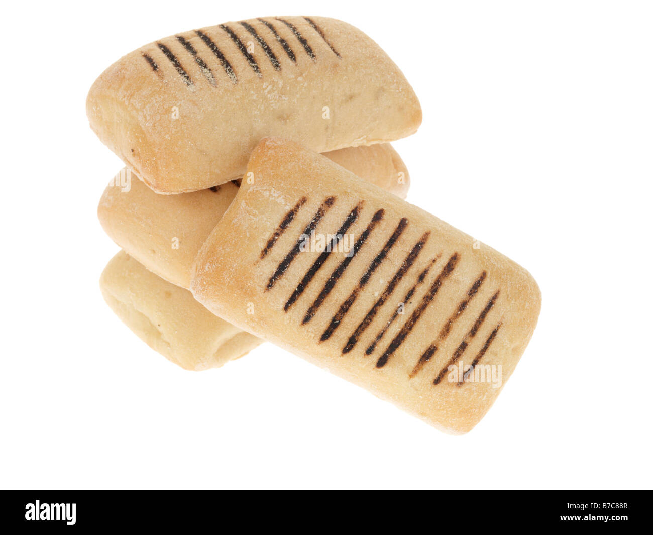 Italian Style Baked Panini Crusty Bread Rolls Against A White ...