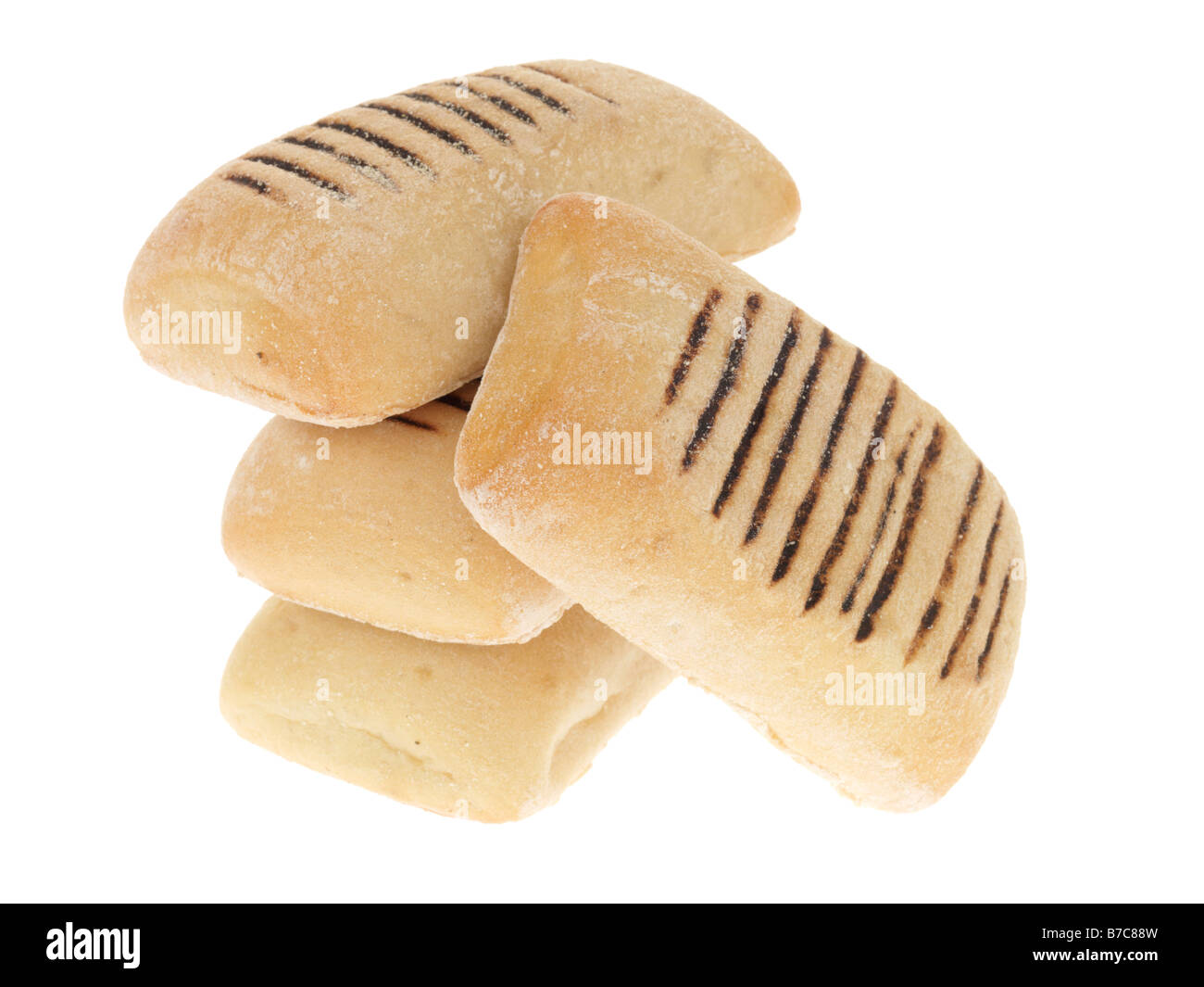 Italian Style Baked Panini Crusty Bread Rolls Against A White ...