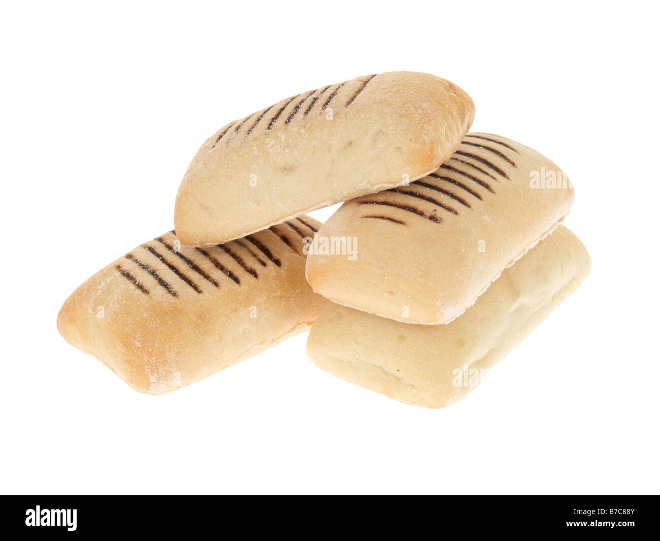 Italian Style Baked Panini Crusty Bread Rolls Against A White ...