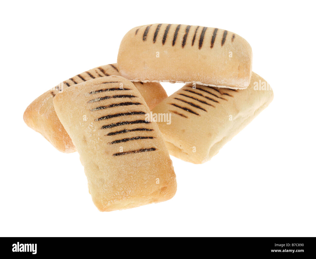 Italian Style Baked Panini Crusty Bread Rolls Against A White ...