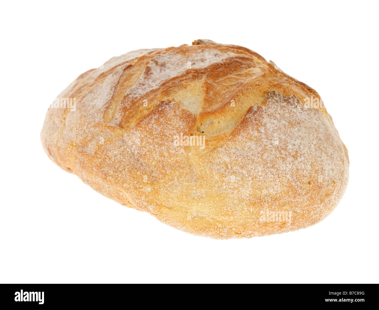 Fresh Oven Baked Loaf Of Stone Baked Bread Against A White Background ...