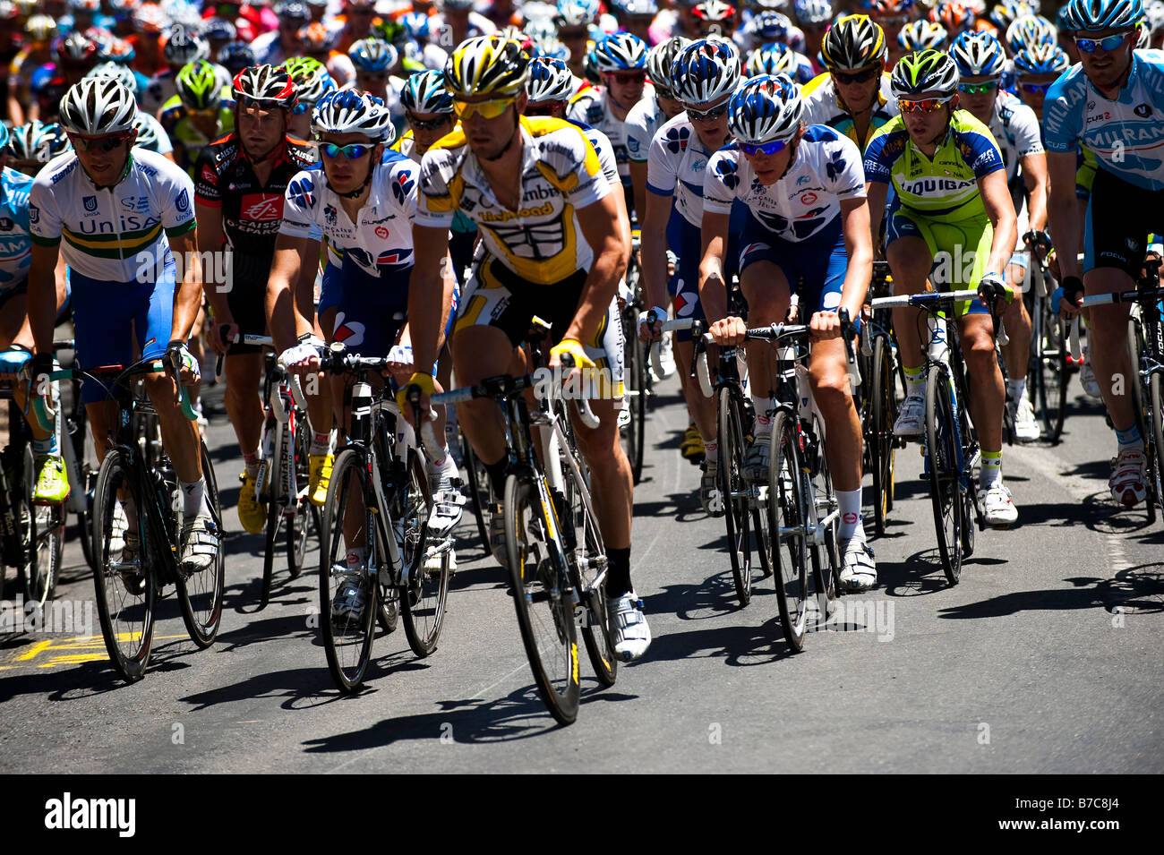 Cyclists competing in the Tour Down Under 2009 Classic Bike Race in the ...