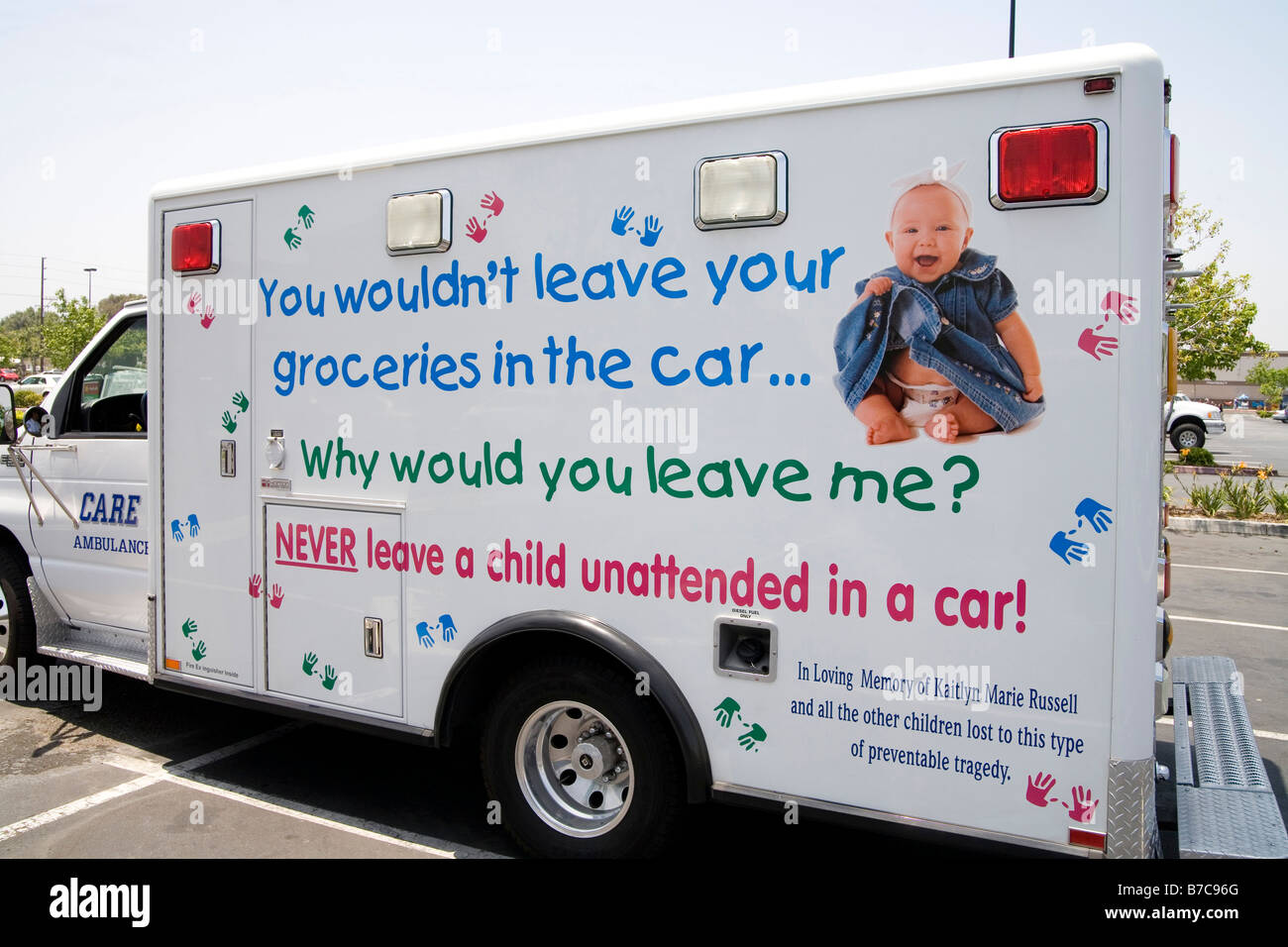 Ambulance bears message warning parents not to leave children alone in ...