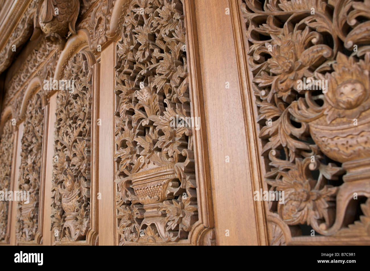 Malaysia carvings in to wood at a traditional house in Miri Malaysia ...