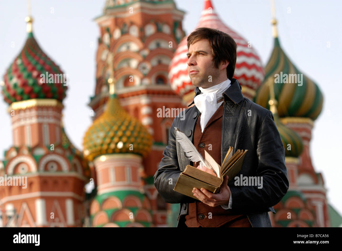 An actor as Robert Burns the Scottish poet in Red Square Moscow. Burns ...