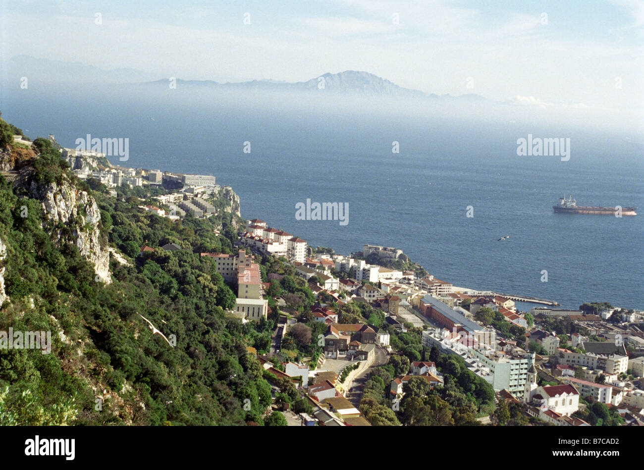 From an elevated vantage point on the climb up the rock of Gibraltar ...