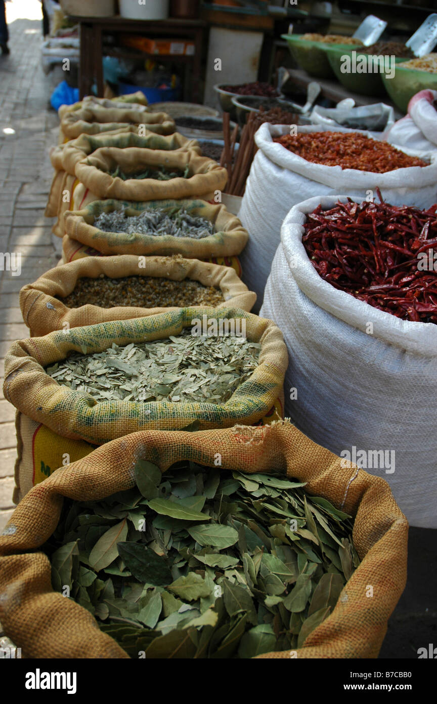 Israel Jaffa bags of Herbs and spices in a street market Stock Photo ...