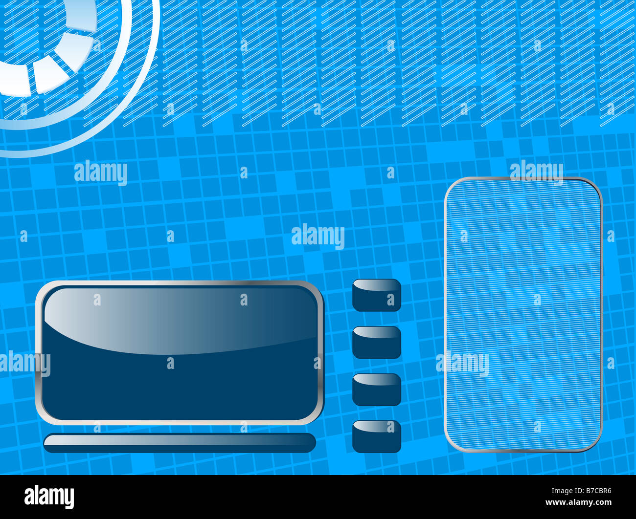 Blue technology style background with screen and pop up panel Stock ...