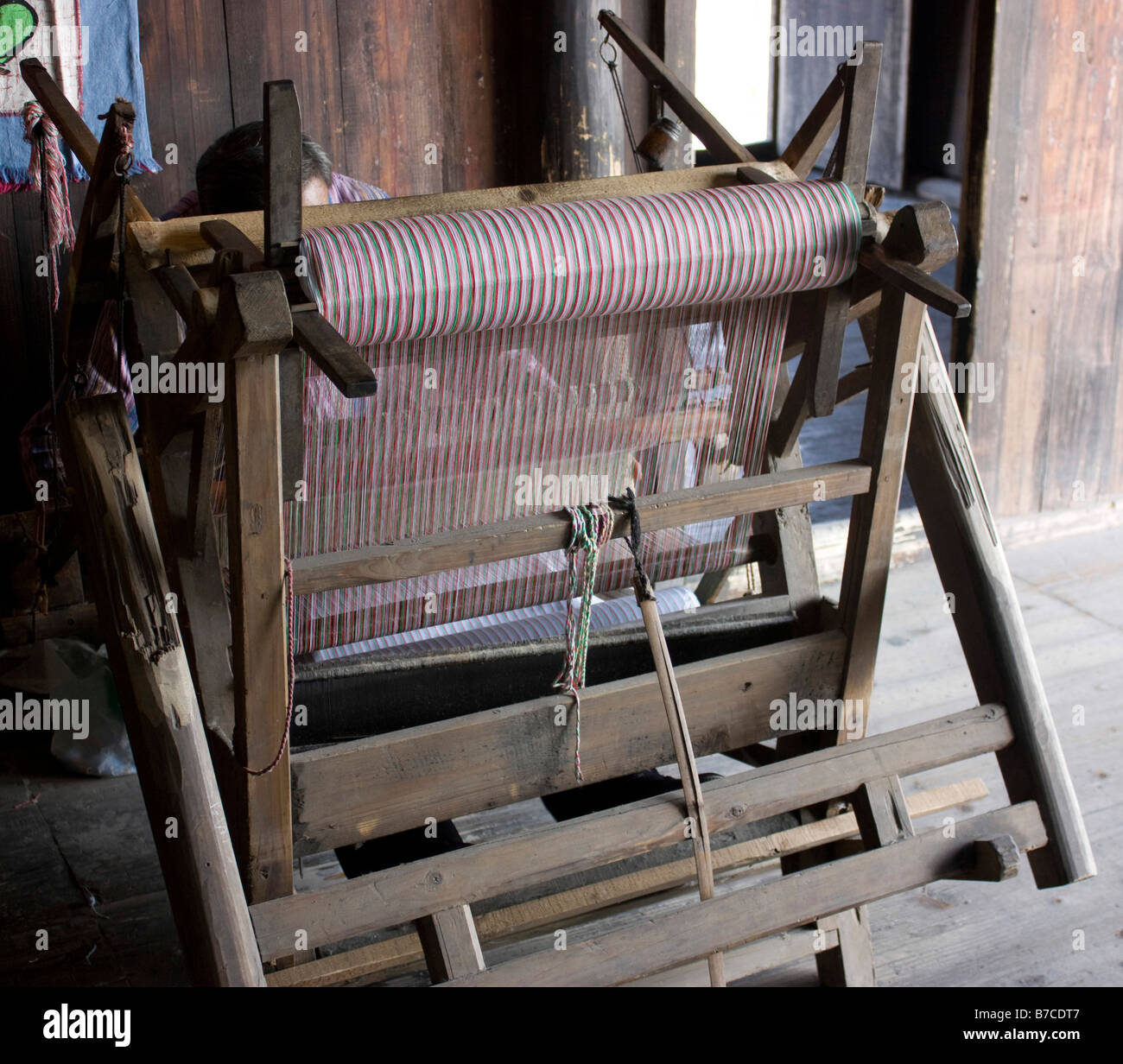 Traditional ancient chinese weaving machine made of wood Stock Photo ...