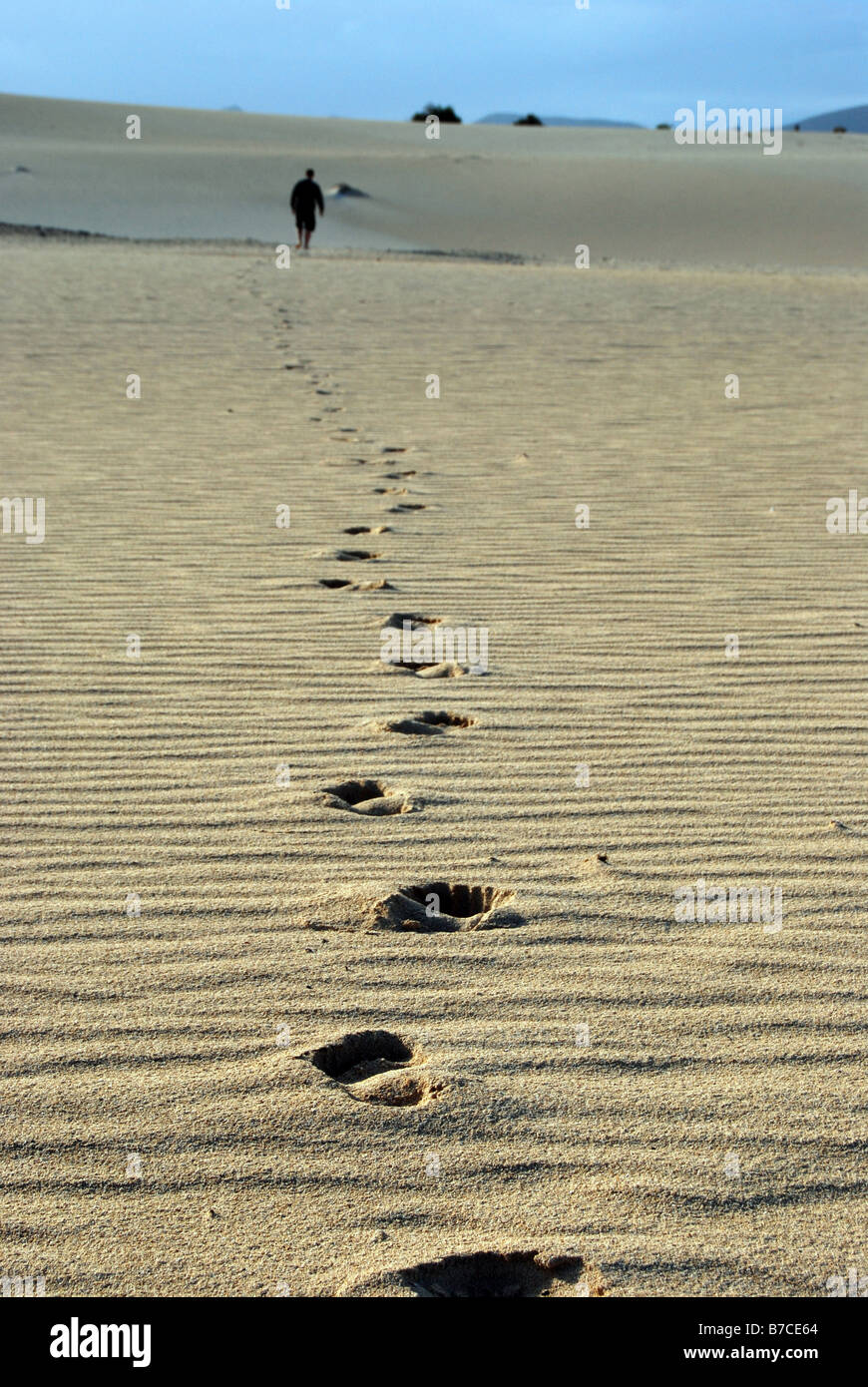 Lonely foorsteps in the desert Canary Islands Stock Photo - Alamy