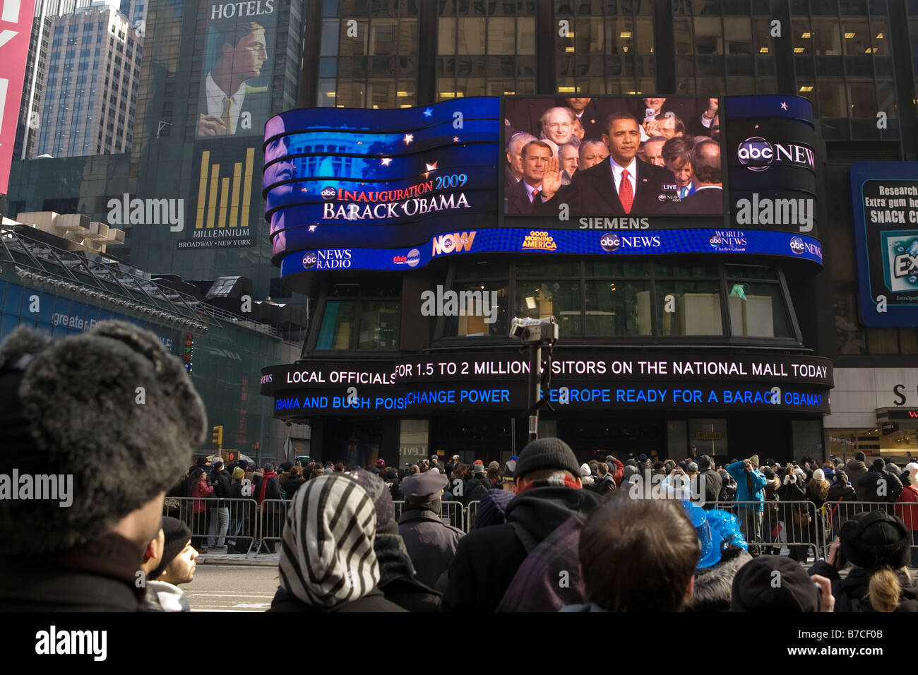 Obama Inauguration 2009, Times Square, NYC Stock Photo - Alamy