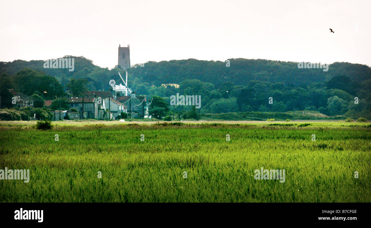 A view towards the windmill and Cley village, Cley next to the sea ...