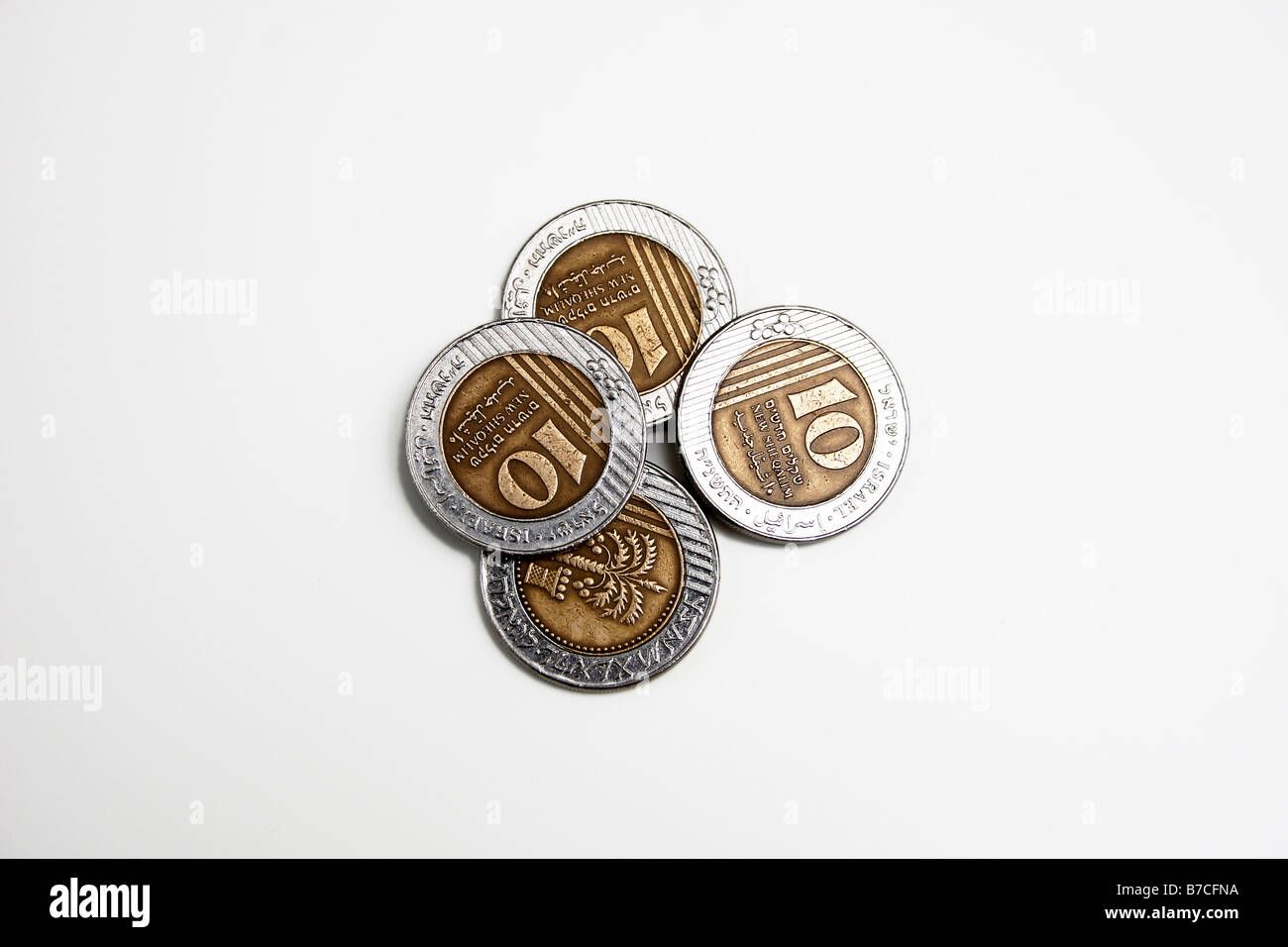 ten New Israeli Shekel coins on white background Stock Photo - Alamy