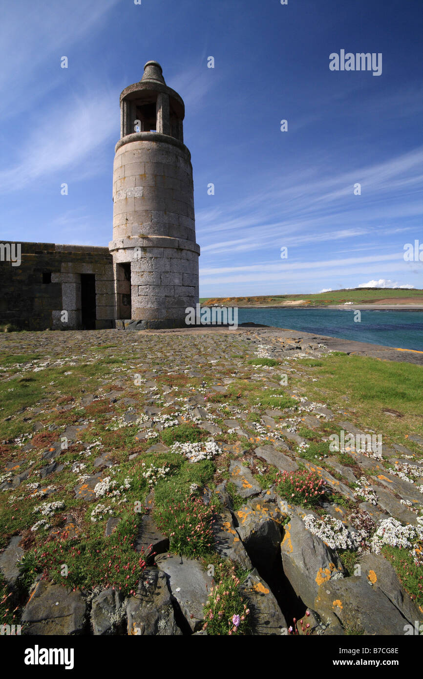 Harbour Wall and Lighthouse at Port Logan, Mull of Galloway, South ...