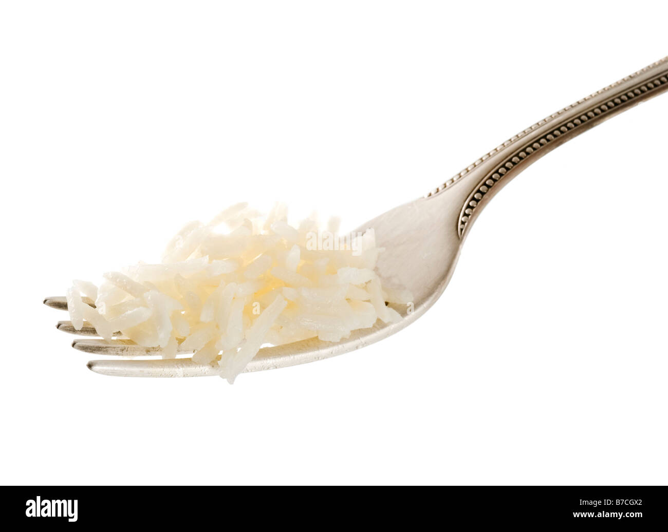 basmati rice on fork isolated on white Stock Photo - Alamy