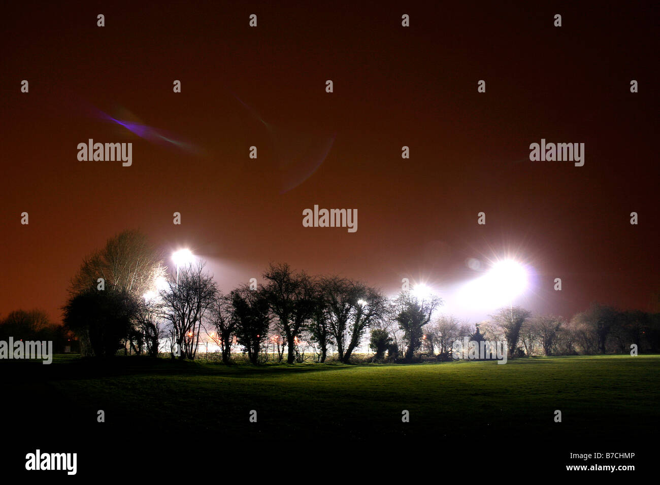 Merrill School artificial football pitch at night Stock Photo - Alamy