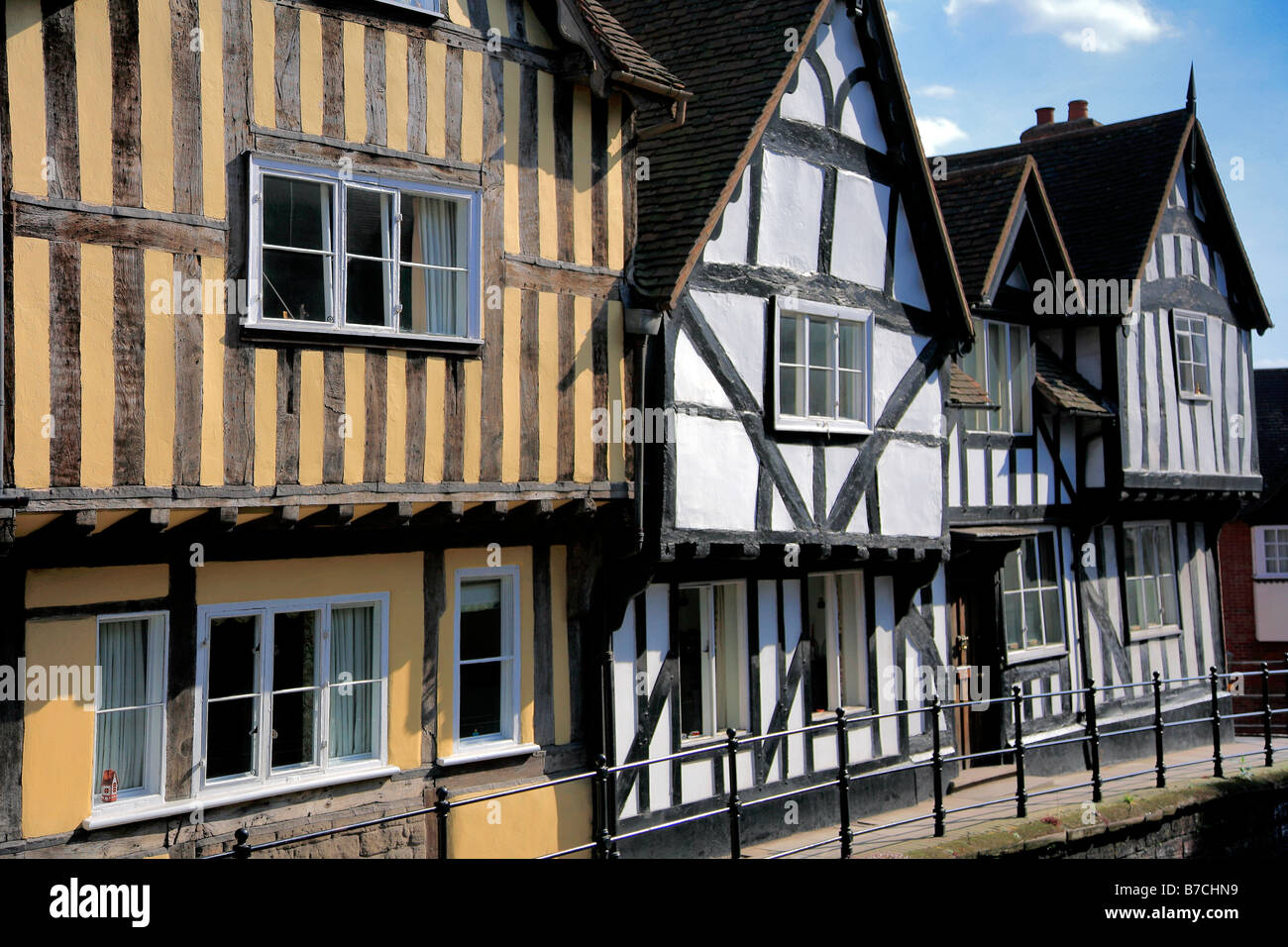 Half timbered Town Houses Architecture Warwick town Warwickshire County ...