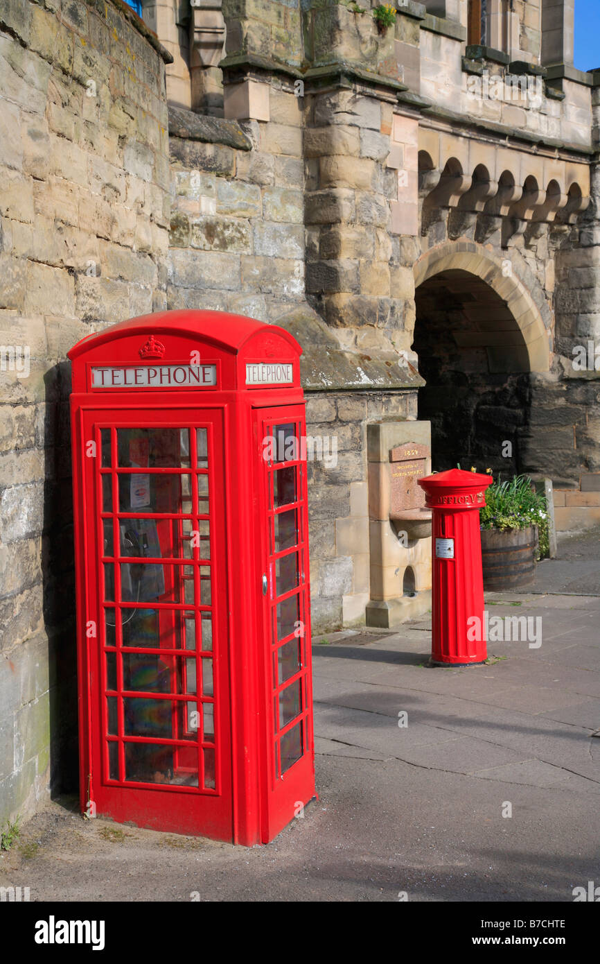 Red Telephone Box and Post Office Letter Box Warwick town Warwickshire ...