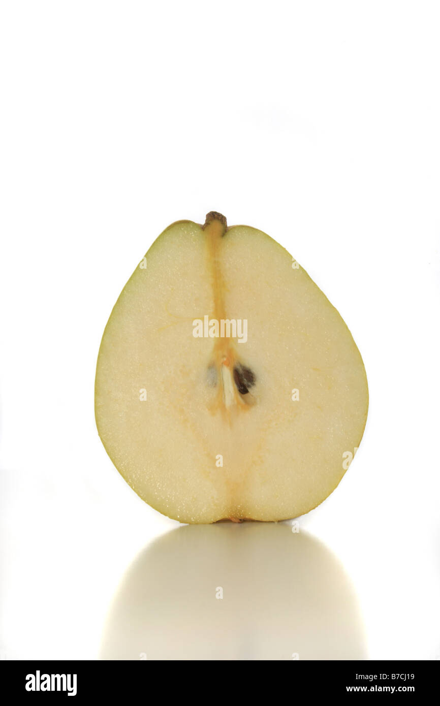 Half pear isolated on white Stock Photo - Alamy