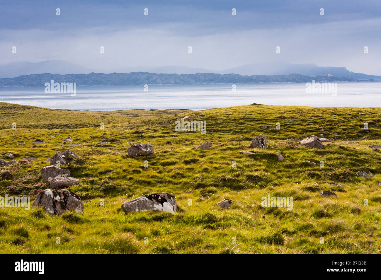 An evening landscape across Inner Sound looking towards Rona, from near ...