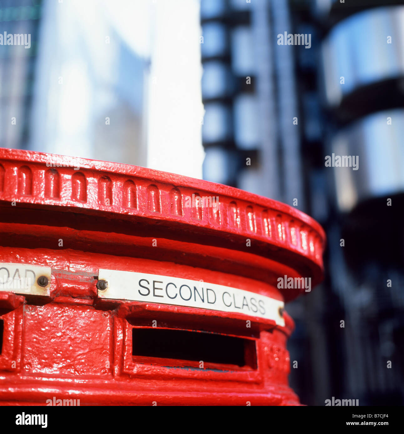 Red british post box with second class sign hi-res stock photography ...